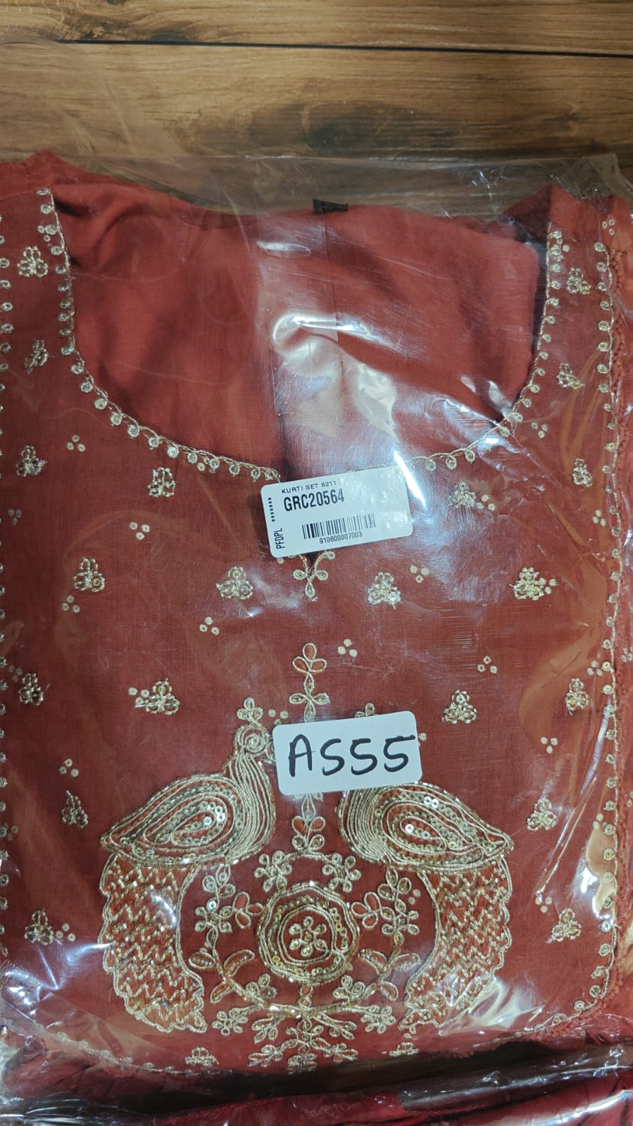 Brunt orange pure cotton three piece set (A555) – Attire By Ayaana