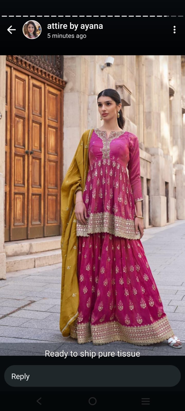 Pure tissue with lining designer three piece set (P1324) – Attire By Ayaana