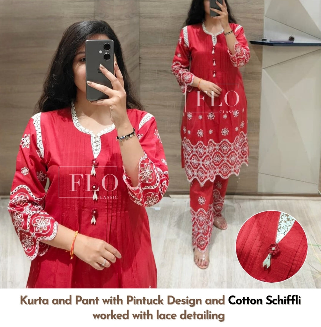 Pure cotton with full shifali work smart two piece cordset (A1716 ...